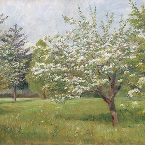 Set of 2 Spring Landscape Paintings / Spring Decor / Soft Green ...