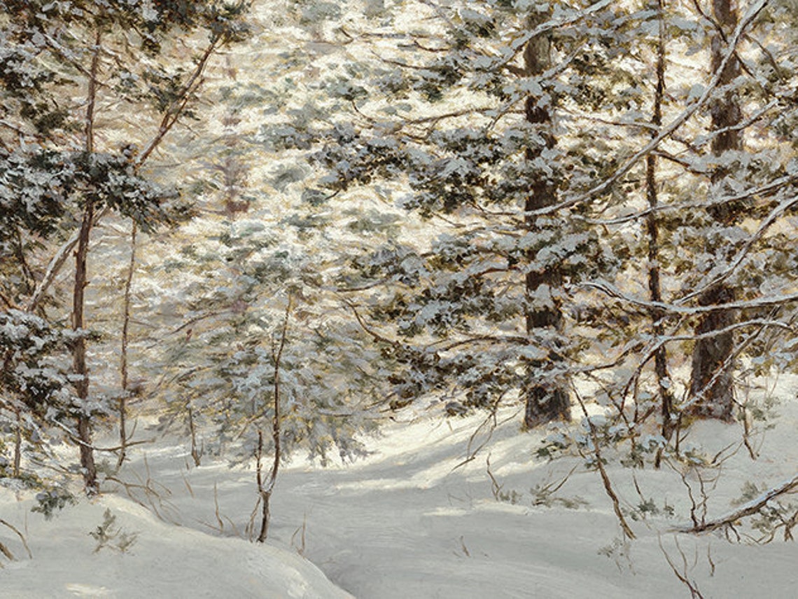 Winter Wall Art / Snowy Landscape Painting / Snow Trees - Etsy