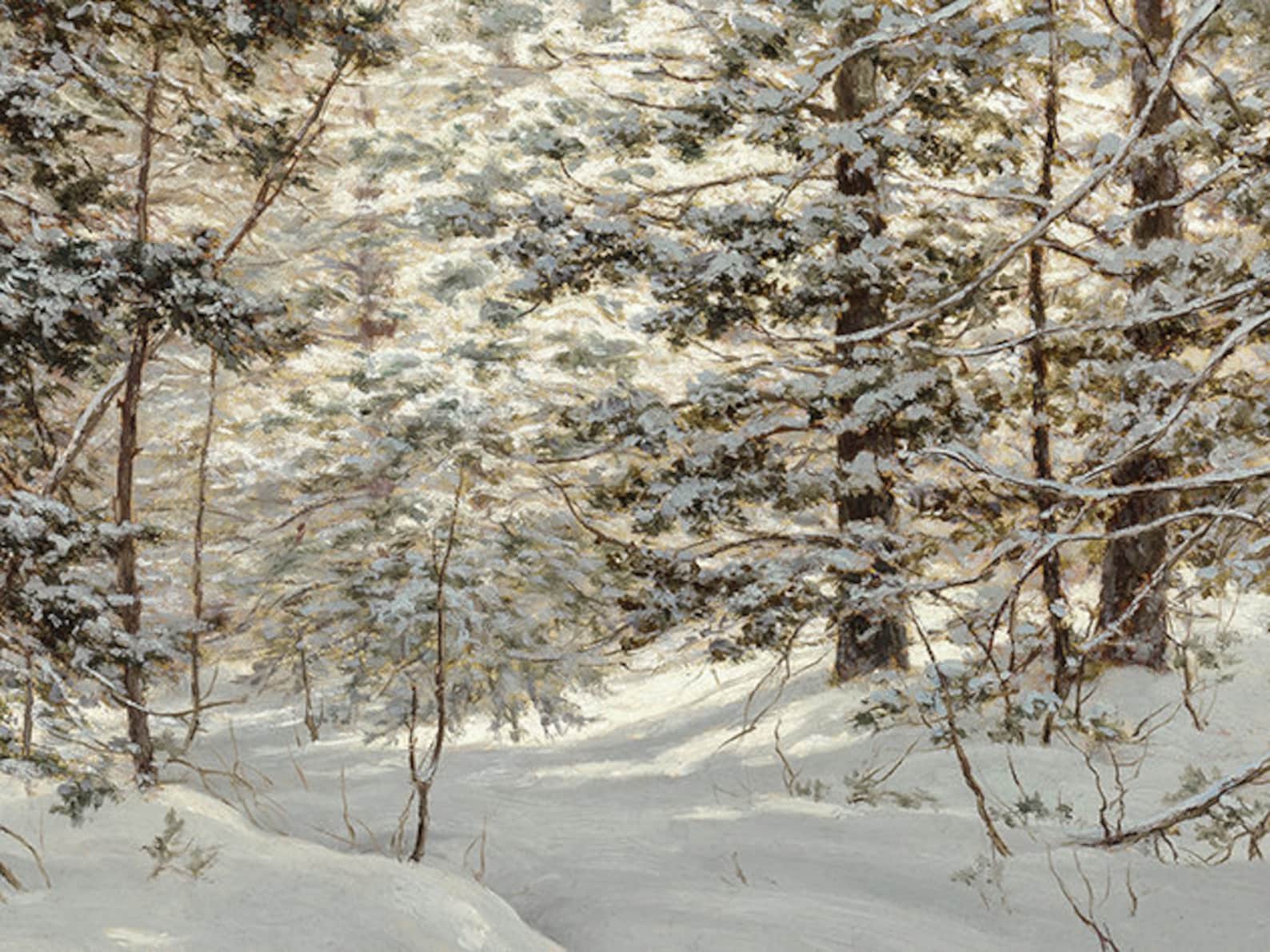 Winter Wall Art / Snowy Landscape Painting / Snow Trees - Etsy