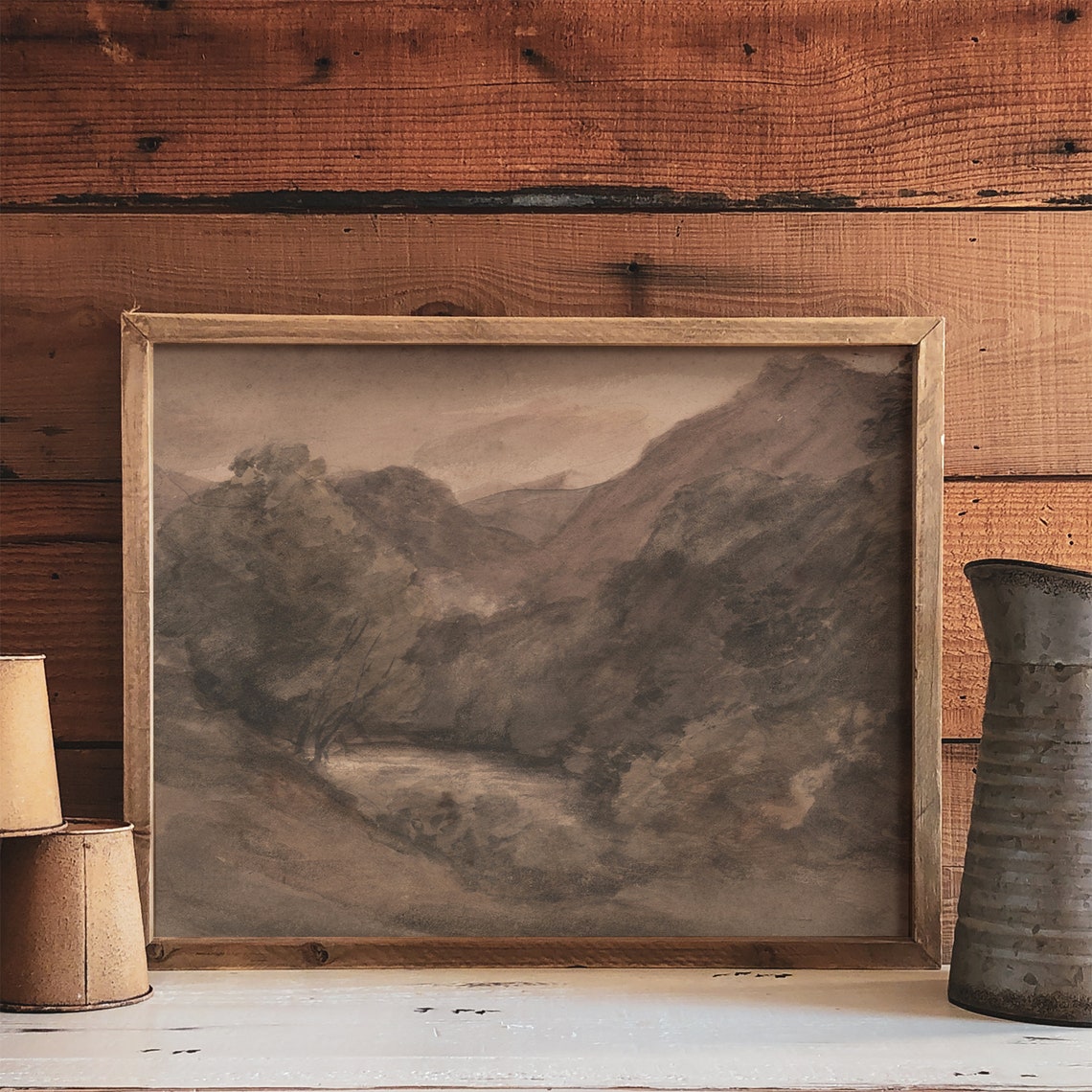 Tonal Landscape Painting / Abstract Watercolor Landscape / - Etsy