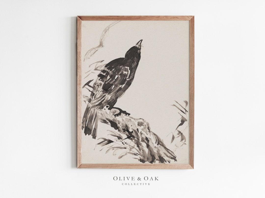 Vintage Crow Painting / Autumn Wall Art / Fall Decor PRINTABLE - Etsy