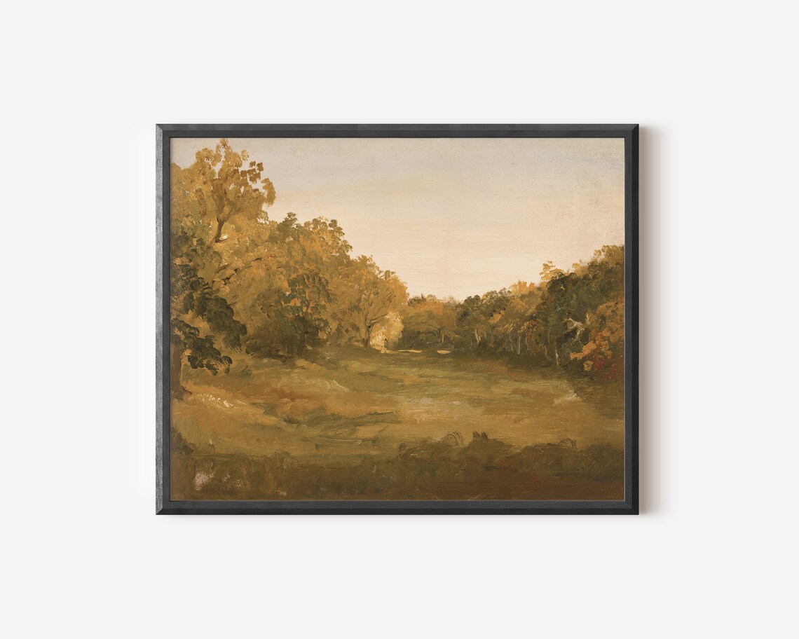Tonal Landscape Painting / Muted Landscape Art Print / Antique Wall Art ...