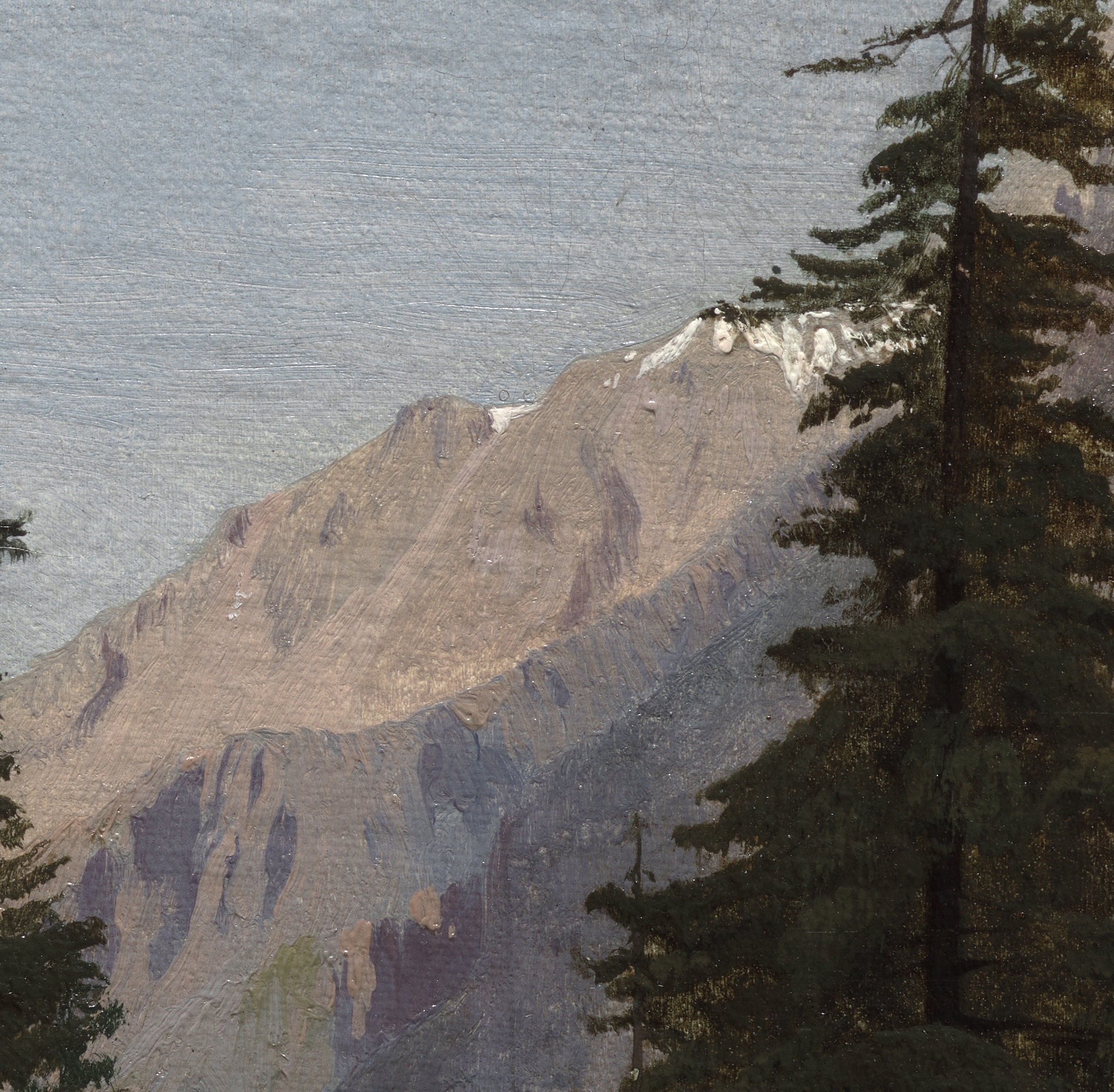 Rustic Alpine Tree Painting / Mountain Landscape Print / - Etsy