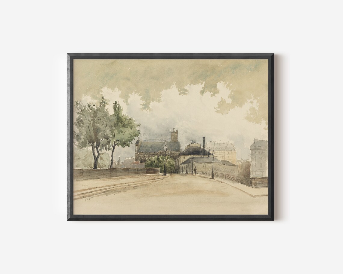 Paris Cityscape Painting / Neutral Landscape Print / European Art ...
