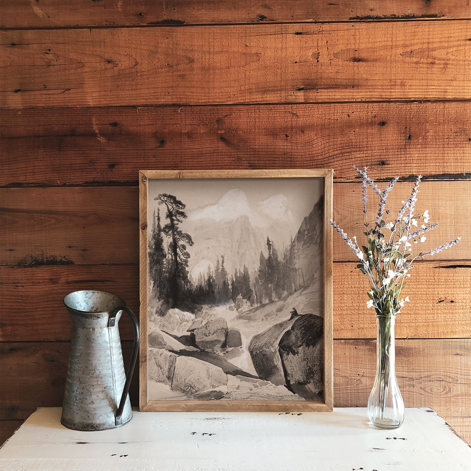 Vintage Nature Drawing / Rustic Woodland Art Print / Digital PRINTABLE ...