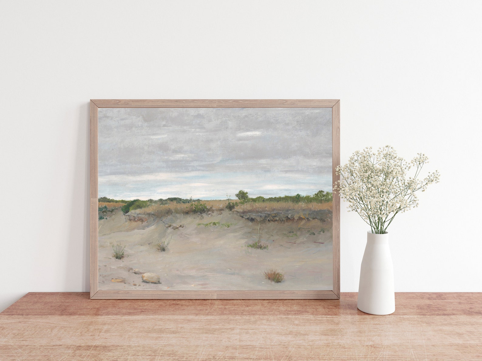 Muted Beach Painting / Neutral Seascape Art Print / Coastal Nautical ...