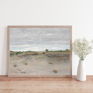 Muted Beach Painting / Neutral Seascape Art Print / Coastal Nautical ...