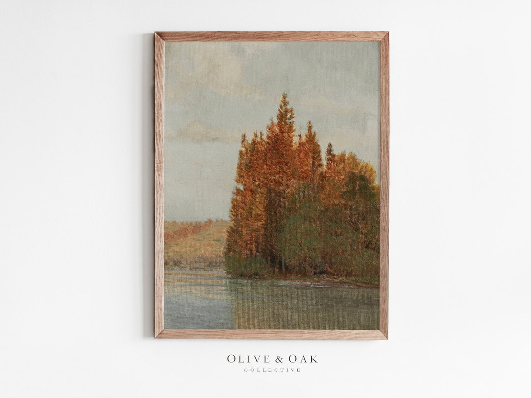 Autumn Lake Landscape Painting / Fall Wall Art / Cottagecore Fall ...