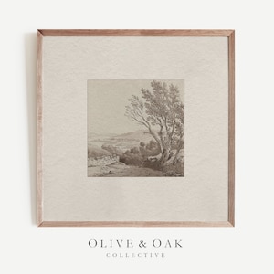 Set of Four Neutral Landscape Sketch Prints / Neutral Gallery Wall Set ...