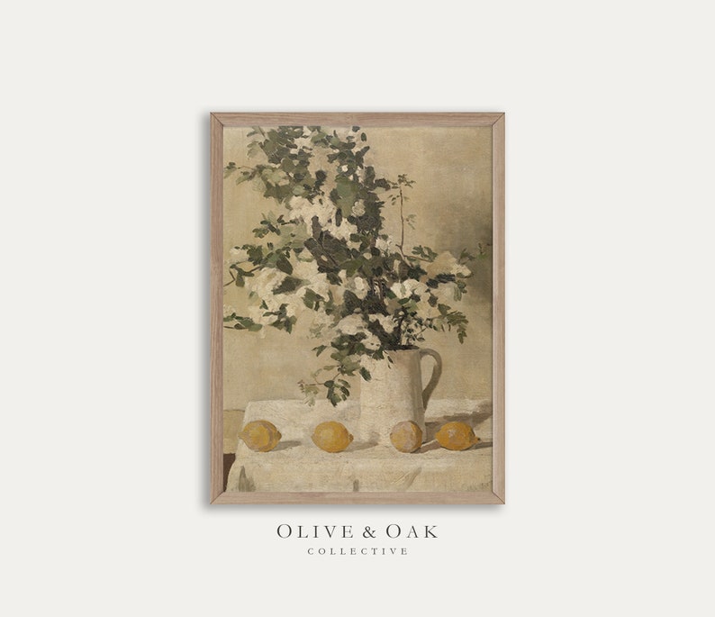 Neutral Still Life Painting / Lemon Art Print / PRINTABLE - Etsy