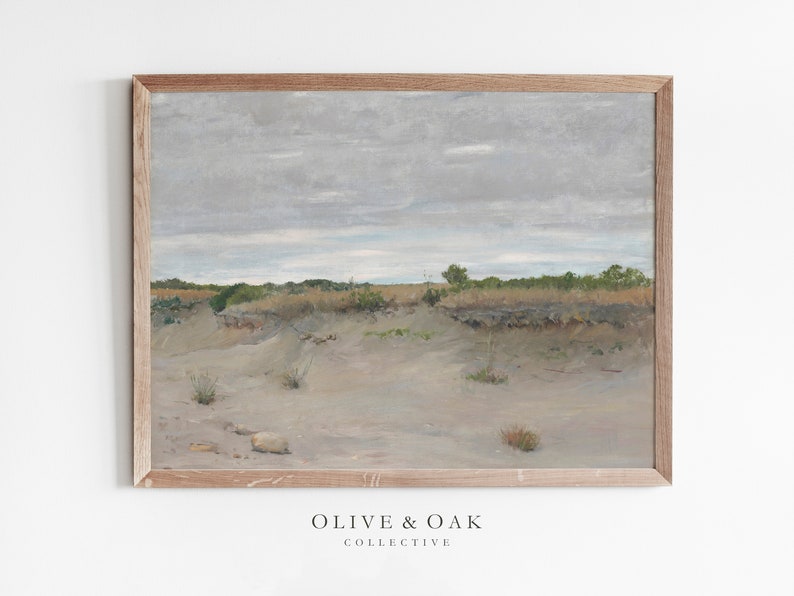 Muted Beach Painting / Neutral Seascape Art Print / Coastal Nautical ...