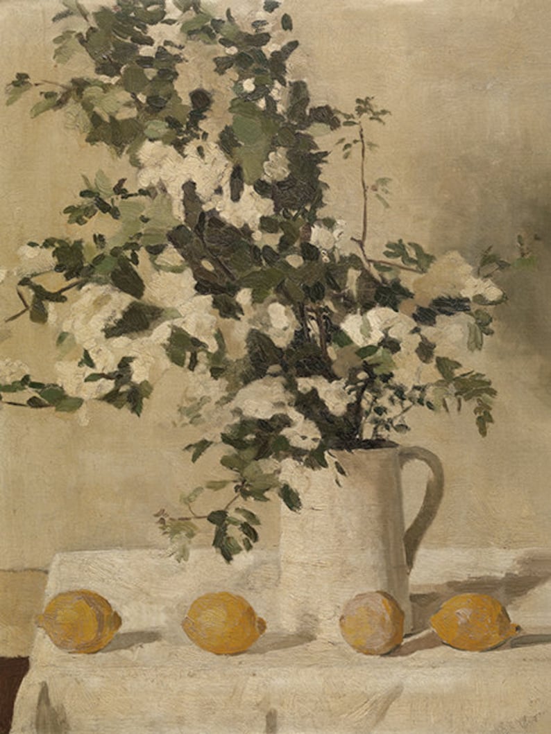 Neutral Still Life Painting / Lemon Art Print / PRINTABLE - Etsy