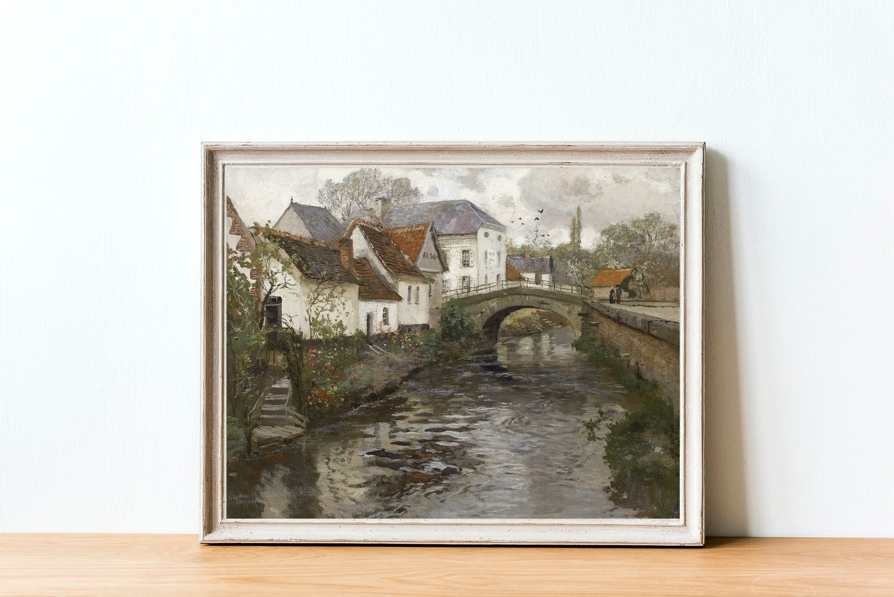 Rustic City Print / Antique Village Painting PRINTABLE / 301 - Etsy