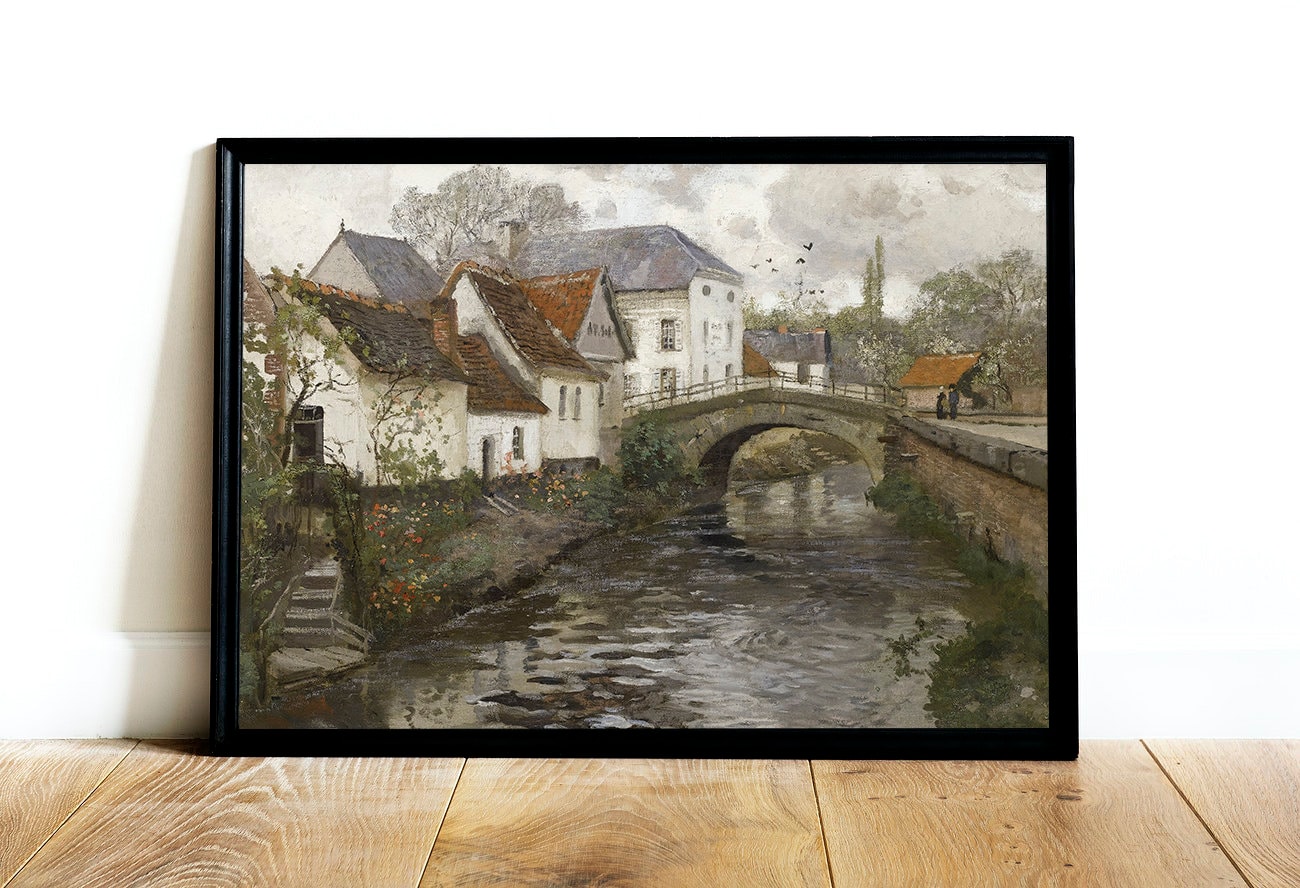 Rustic City Print / Antique Village Painting PRINTABLE / 301 - Etsy