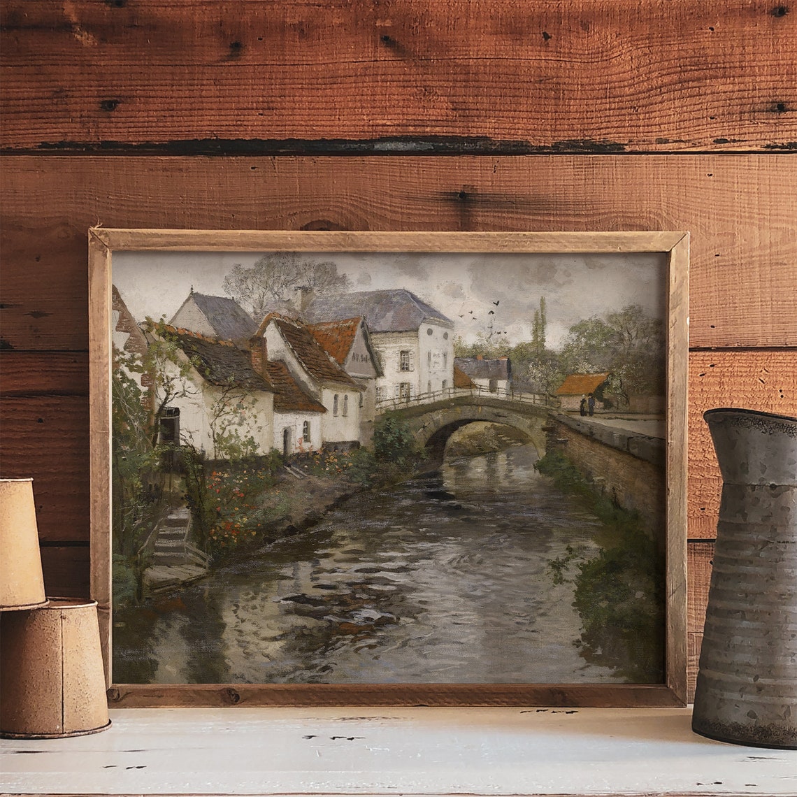 Rustic City Print / Antique Village Painting PRINTABLE / 301 - Etsy