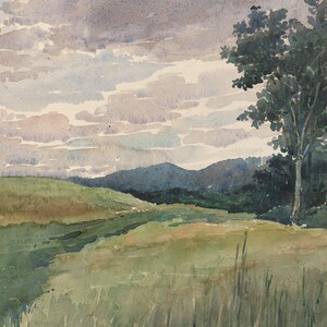 Spring Landscape Painting / Vintage Watercolor Print / Vertical ...