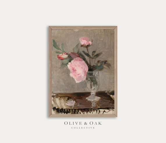 Vintage Farmhouse Floral Wall Art / Flower Still Life - Etsy