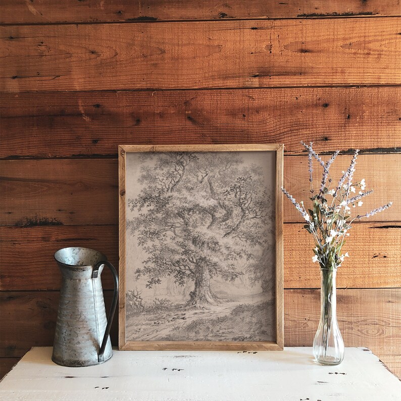Vintage Tree Sketch / Rustic Tree Drawing / Neutral Wall Art Printable ...