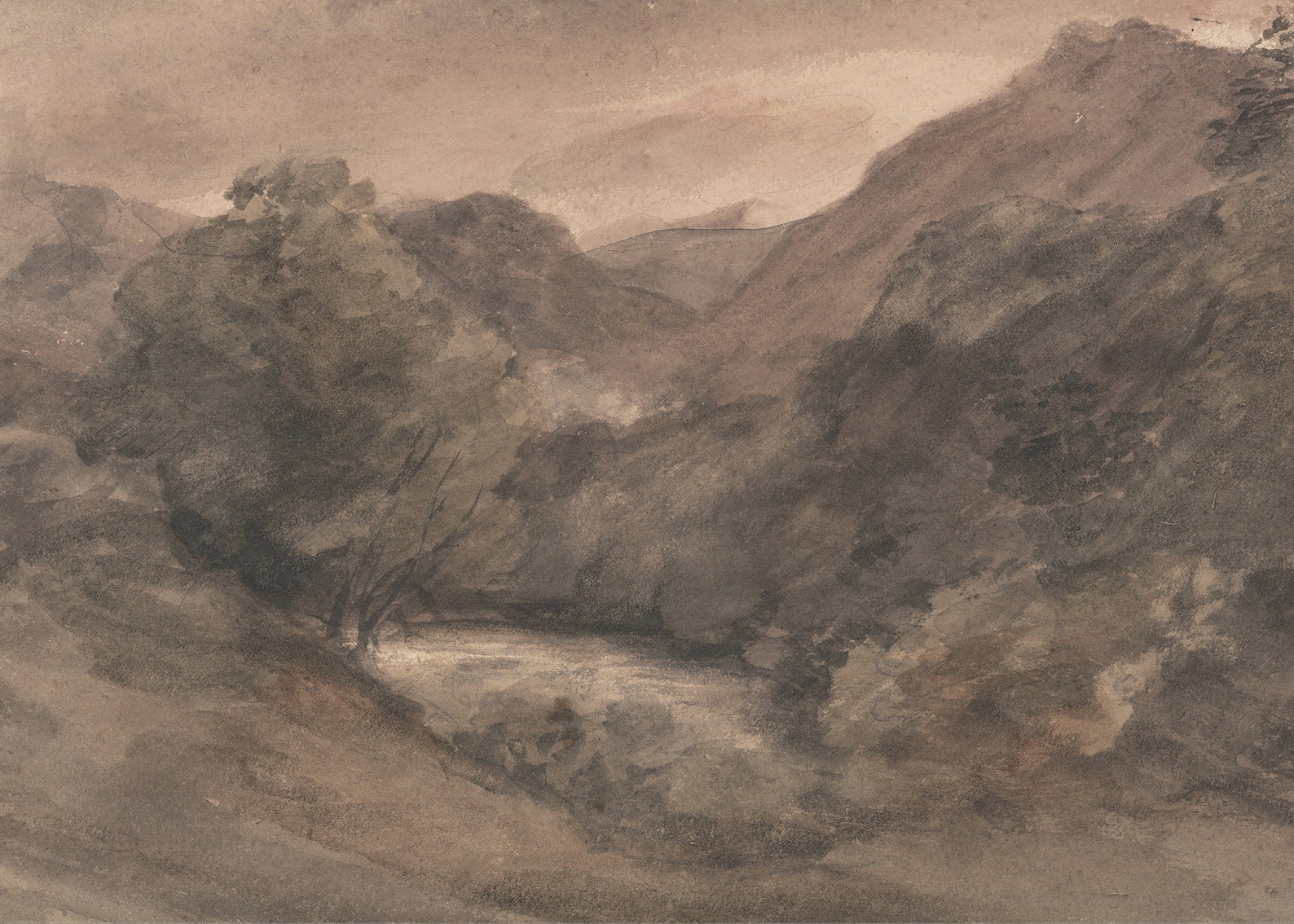 Tonal Landscape Painting / Abstract Watercolor Landscape / - Etsy