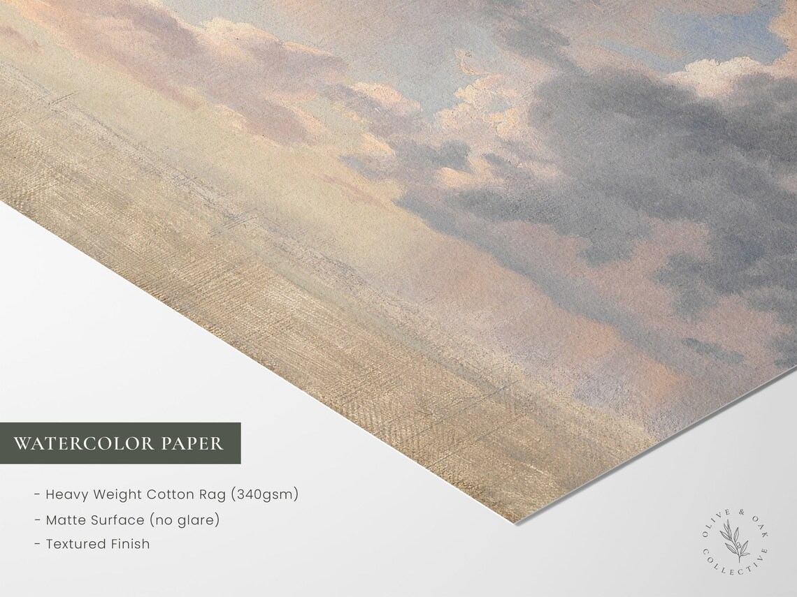 Neutral Cloud Study Art Print / Minimalist Nursery Sky Painting PRINTED ...