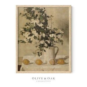 Neutral Still Life Painting / Lemon Art Print / PRINTABLE Vintage Art ...