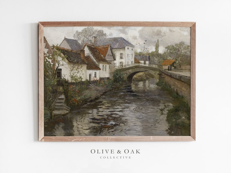 Rustic City Print / Antique Village Painting PRINTABLE / #301 - Etsy