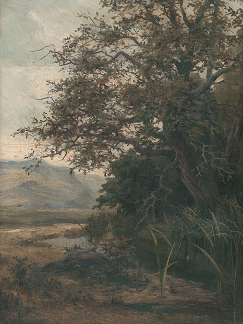 Muted Landscape Painting / Nature Trees Painting Printable / Landscape ...