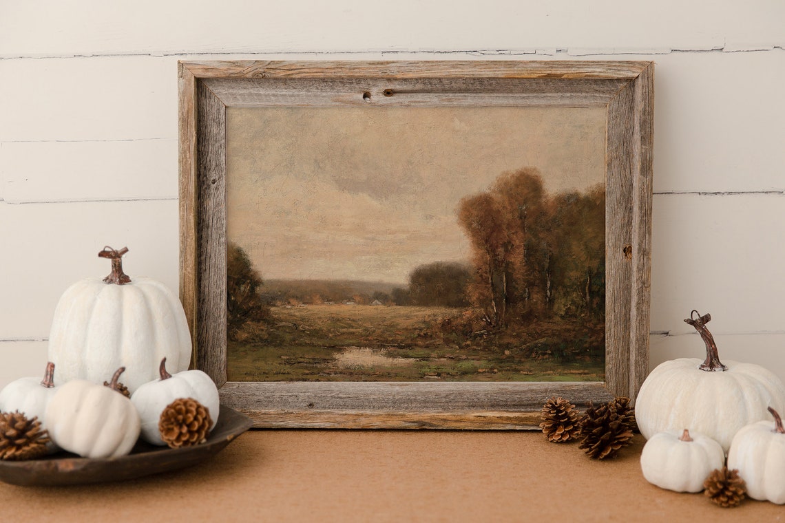 Vintage Fall Landscape Painting / Farmhouse Autumn Painting - Etsy