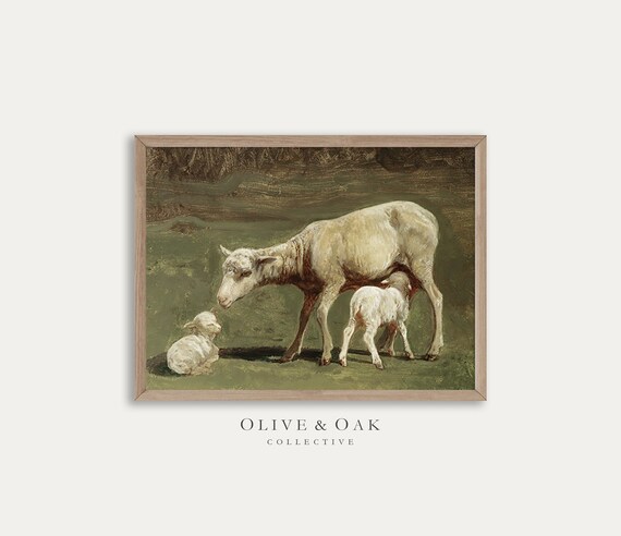 Spring Lamb Painting / Sheep Painting PRINTABLE / Farmhouse | Etsy