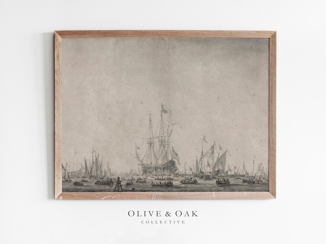 Harbor Sketch / Vintage Boat Drawing Print / Antique Ship PRINTABLE ...