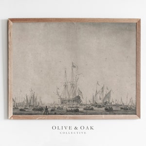 Harbor Sketch / Vintage Boat Drawing Print / Antique Ship PRINTABLE ...