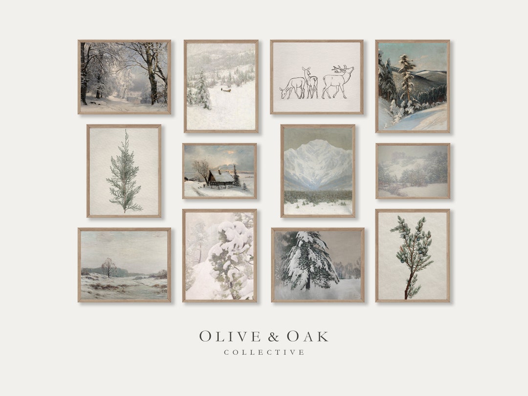Set of 12 Winter Art Prints / Large Winter Decor Print Set / Cozy Decor ...