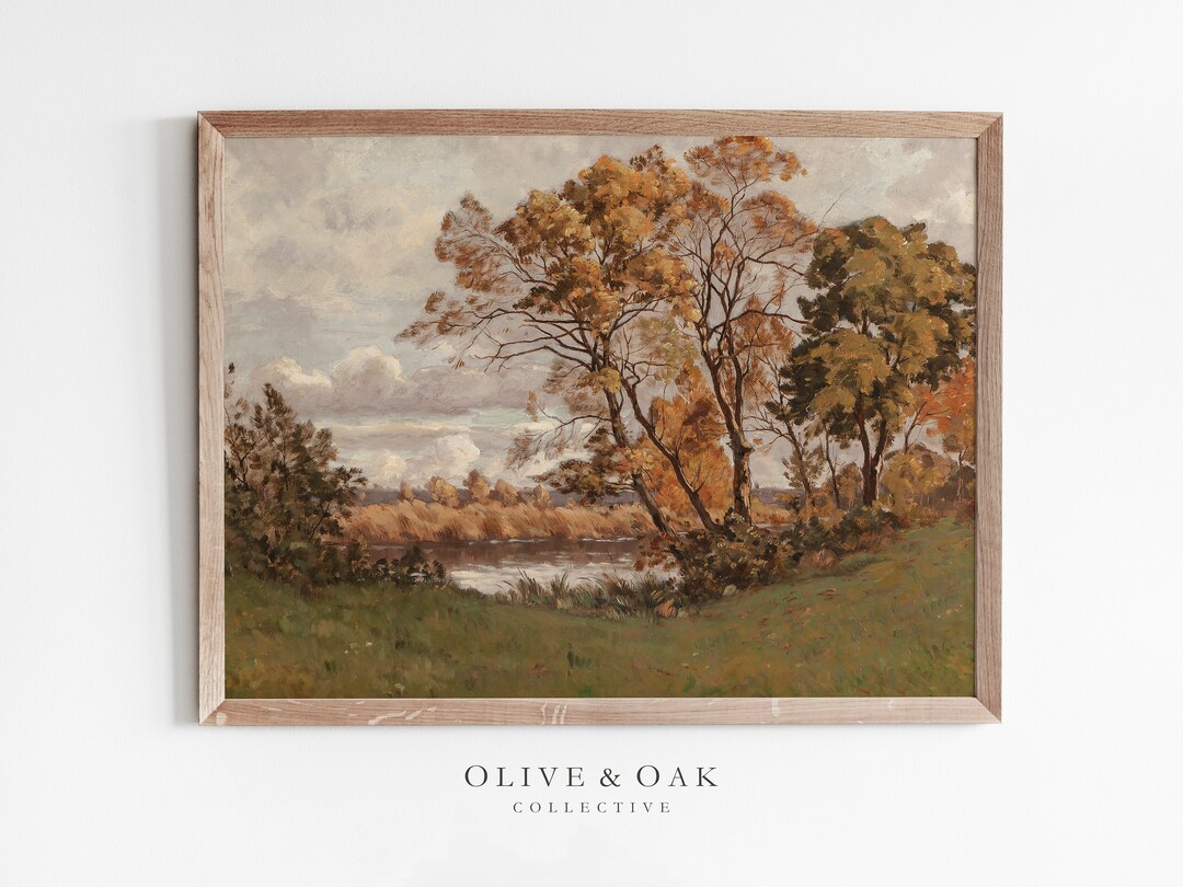 Fall Landscape Painting / Autumn Wall Art / PRINTABLE Vintage Art ...