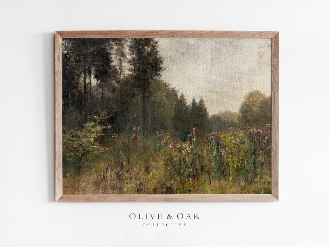 Vintage Landscape Painting / Cottagecore Decor Wall Art / Printable Oil ...