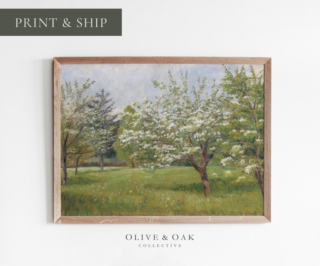 Spring Landscape Painting / Colorful Spring Artwork / Vintage Art Print ...