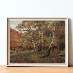 Fall Landscape Art Print / Vintage Autumn Trees Painting PRINTABLE ...