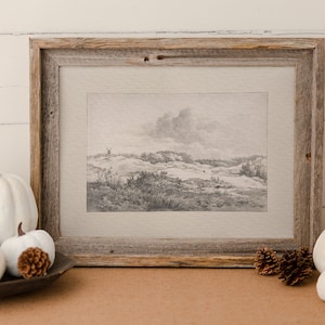 Rustic Landscape Drawing PRINTABLE / Vintage Neutral Sketch Digital ...