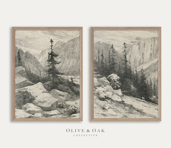 Rustic Print SET / Vintage Farmhouse Decor / Sketch Art - Etsy