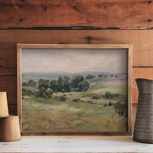 Soft Landscape Painting / Spring Wall Art / Vintage Landscape Art Print ...