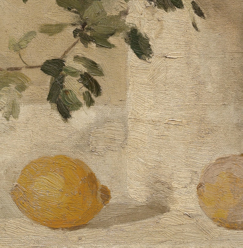 Neutral Still Life Painting / Lemon Art Print / PRINTABLE - Etsy