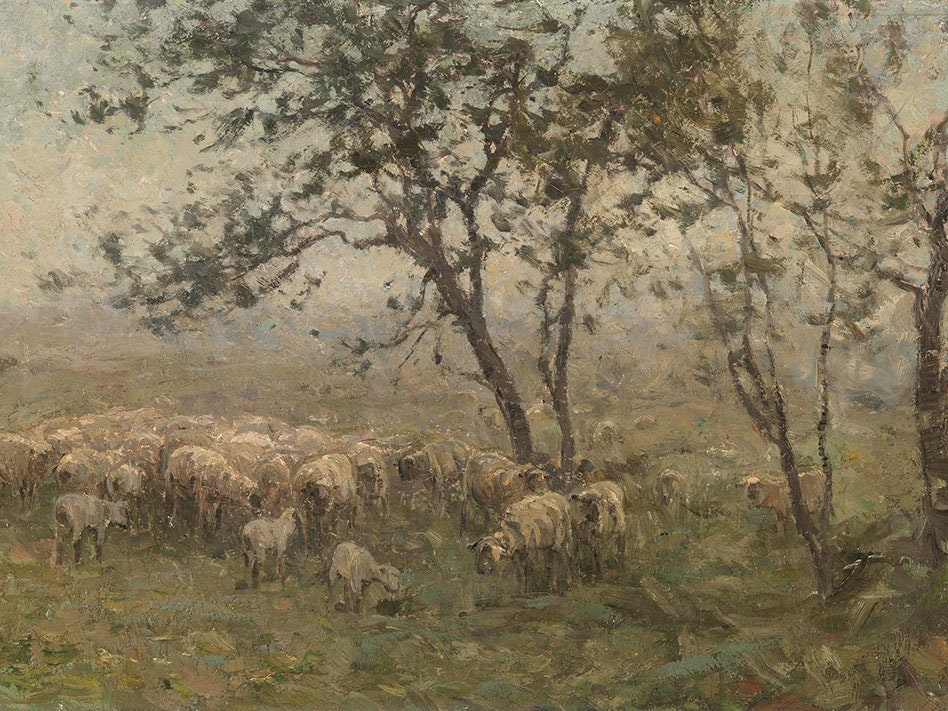 Spring Sheep Painting / Cottage Decor Landscape Painting / - Etsy