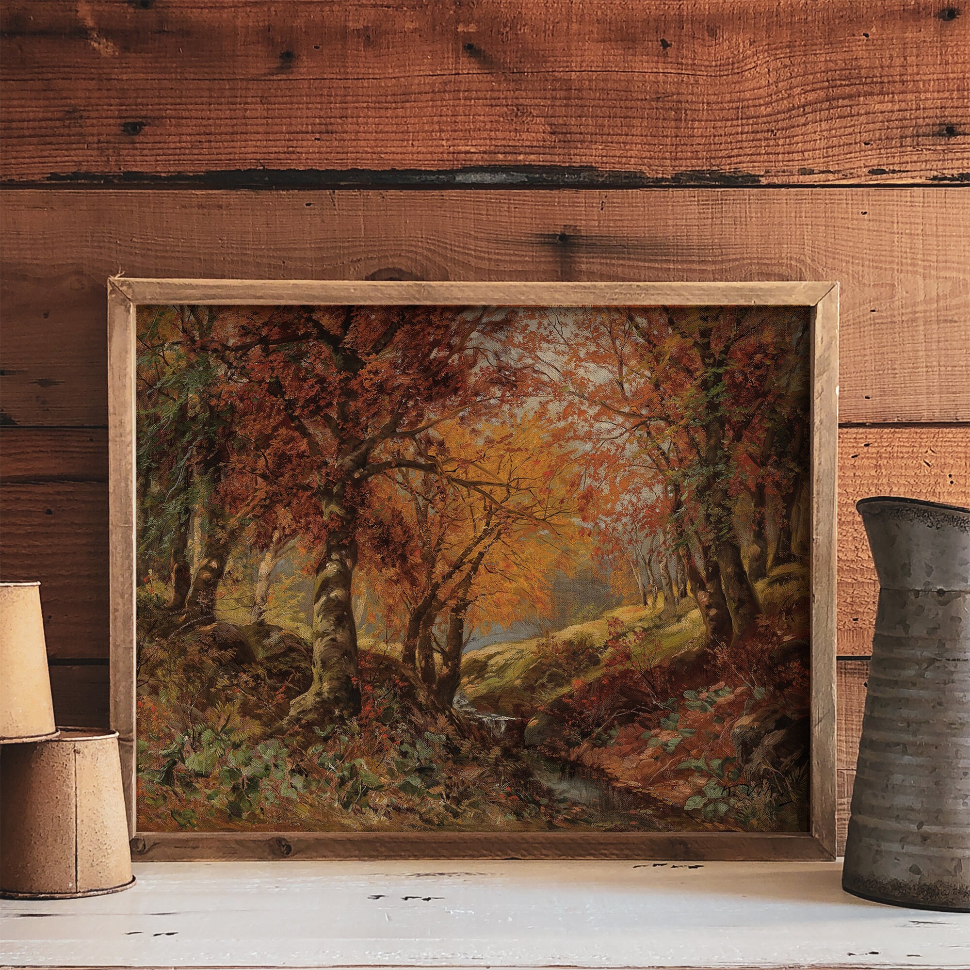 Autumn Wall Art / Fall Landscape Painting / PRINTABLE Vintage - Etsy