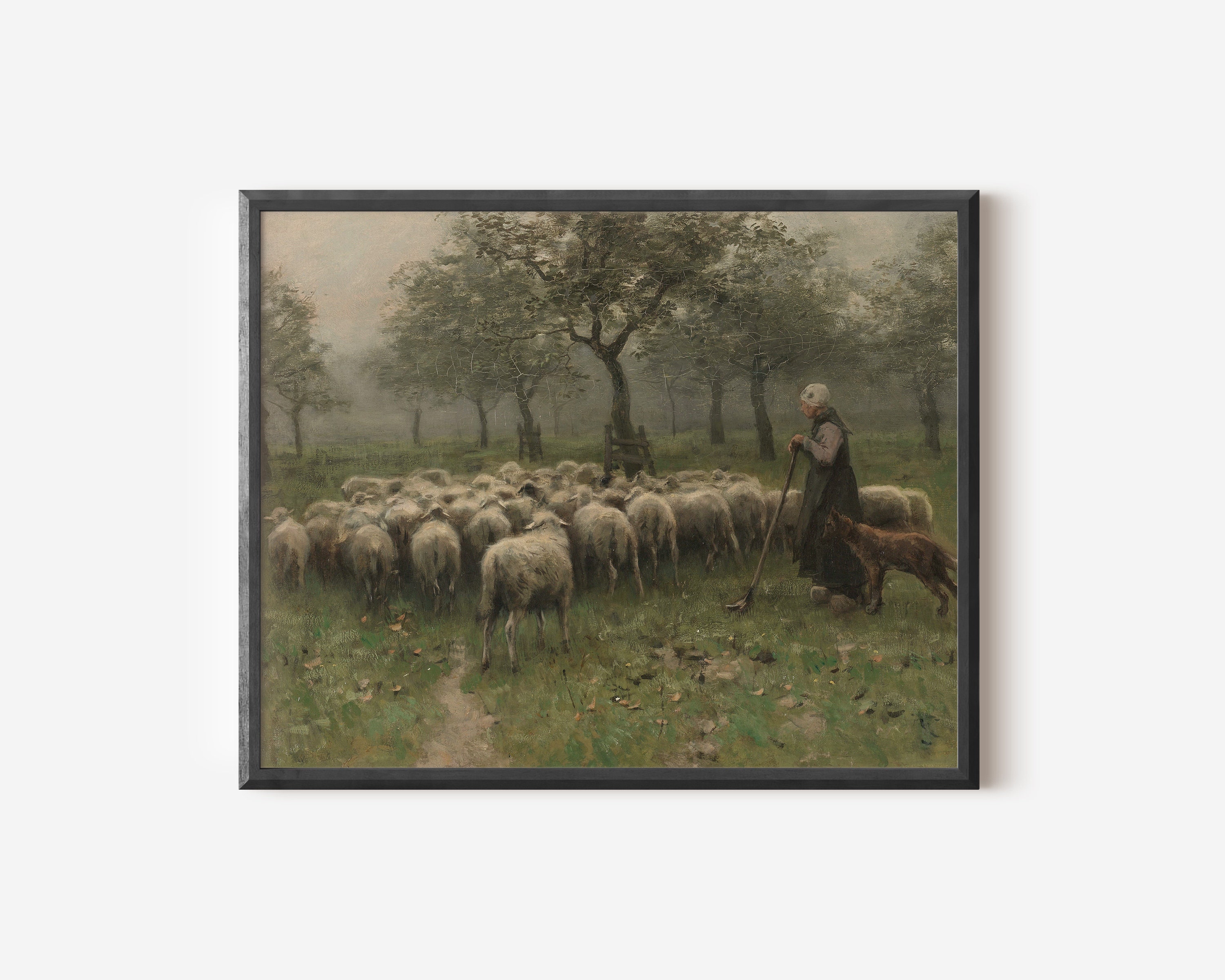 Moody Spring Decor Print / Farm Animal Sheep Painting / | Etsy