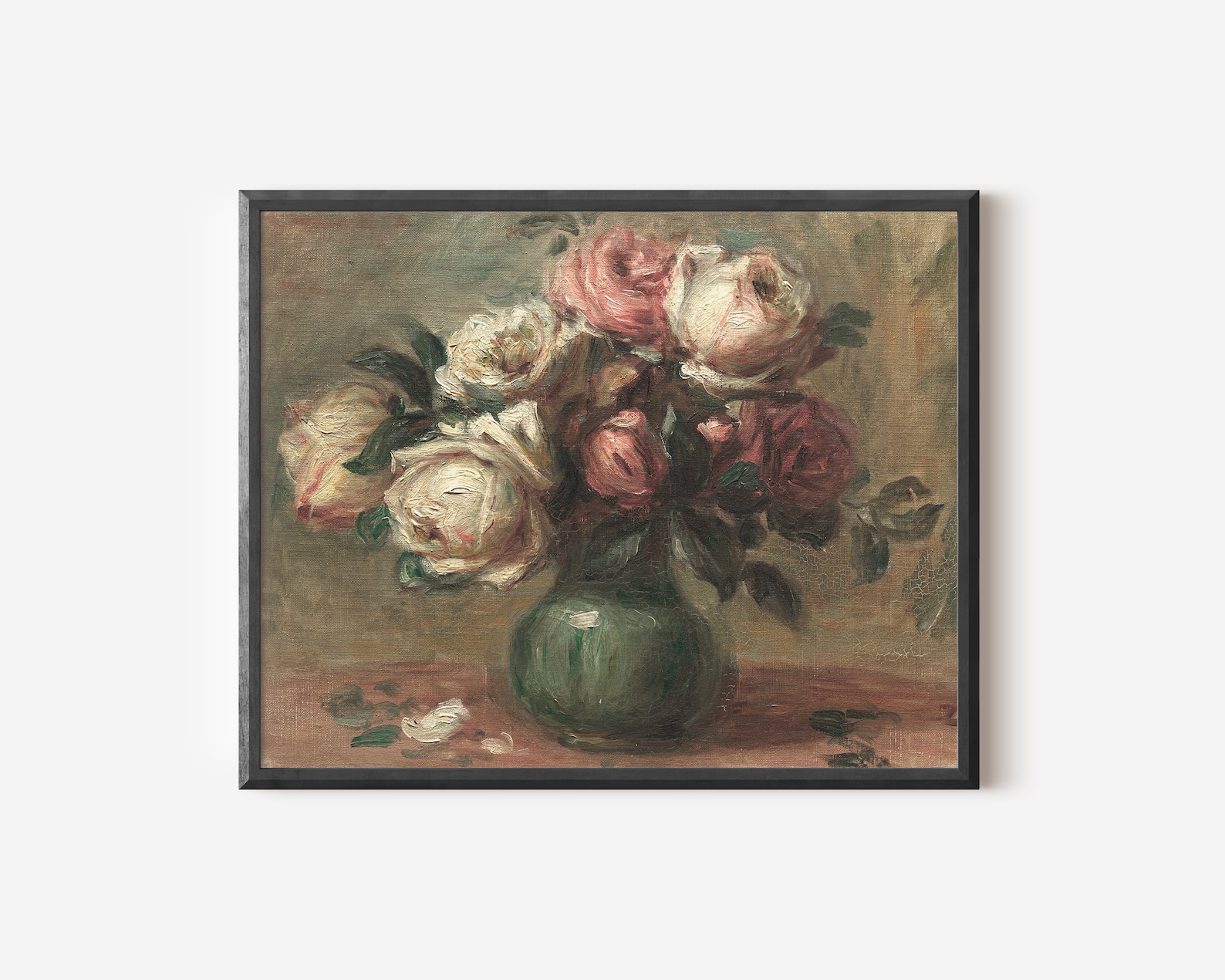 Vintage Roses Painting / Floral Art Print / Muted Earth Tone - Etsy