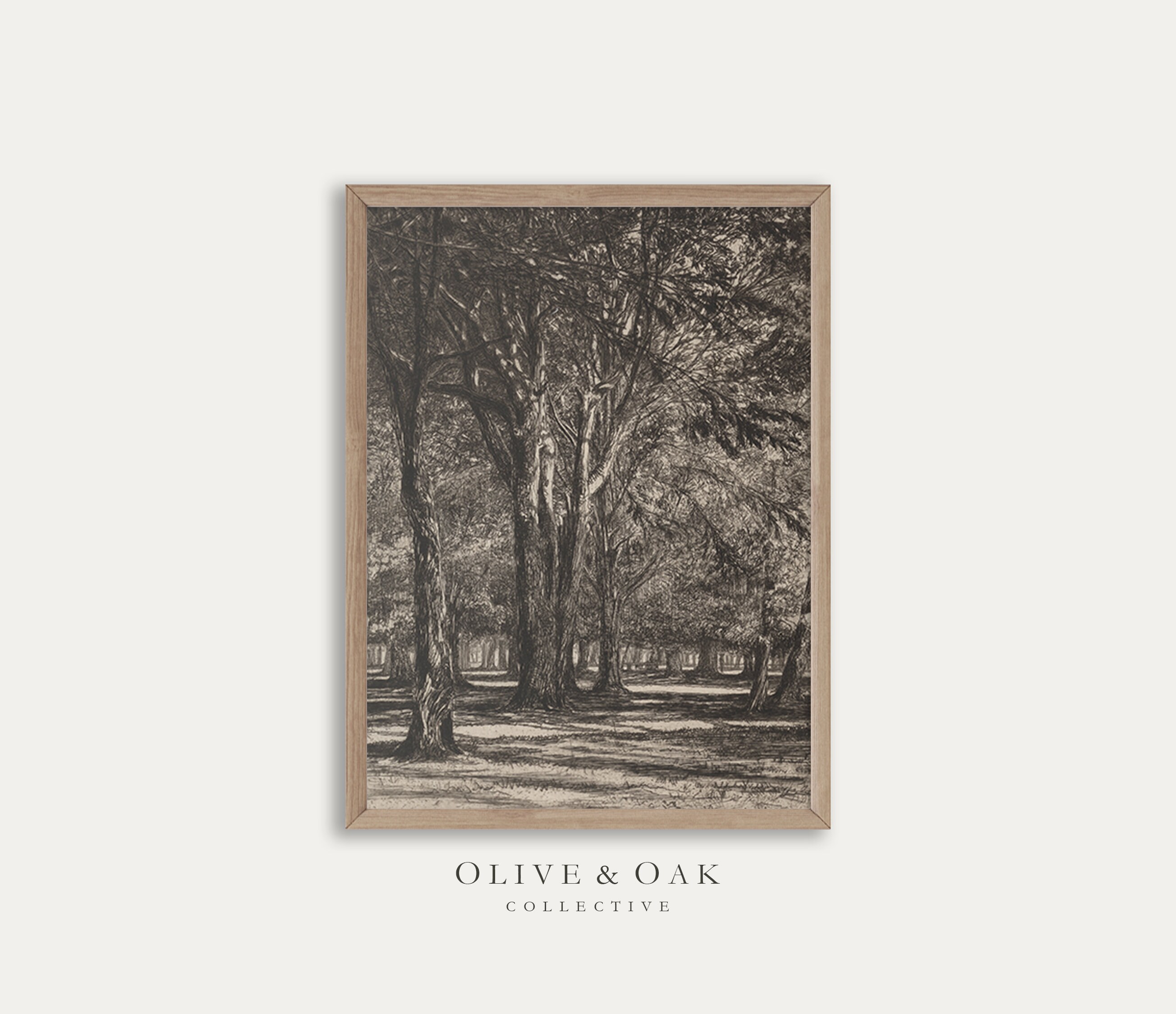 Vintage Forest Drawing / PRINTABLE Rustic Tree Sketch / | Etsy