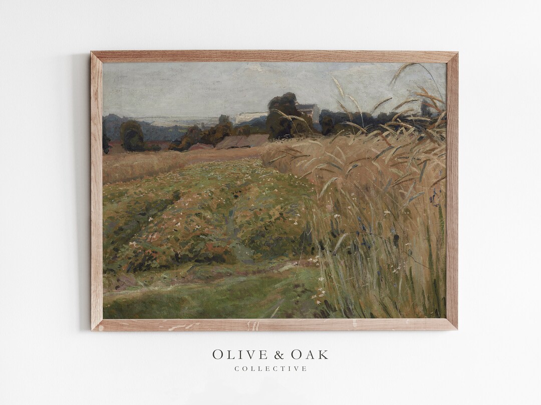 Summer Wheat Field Painting / Vintage Downloadable Art / Cottage Decor ...