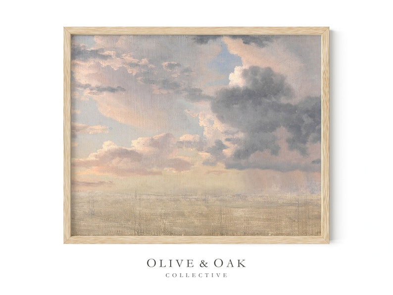 Neutral Cloud Study Art Print / Minimalist Nursery Sky Painting PRINTED ...