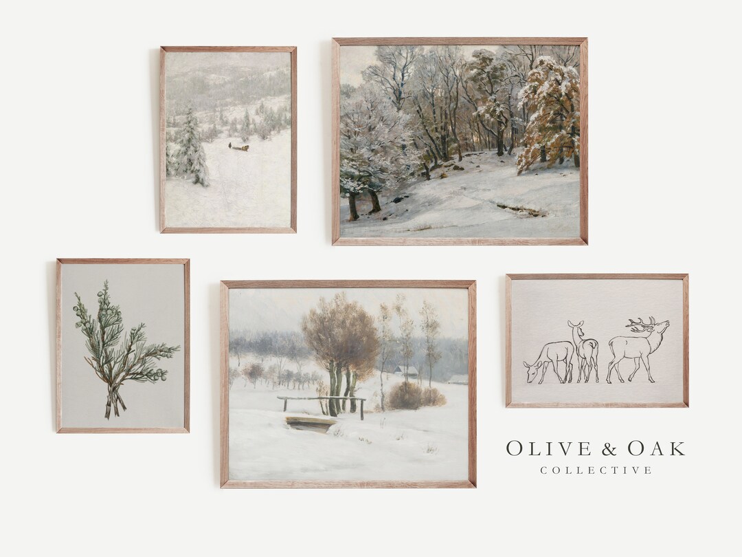 Winter Gallery Wall Print SET / Set of Rustic Snow Landscape Prints ...