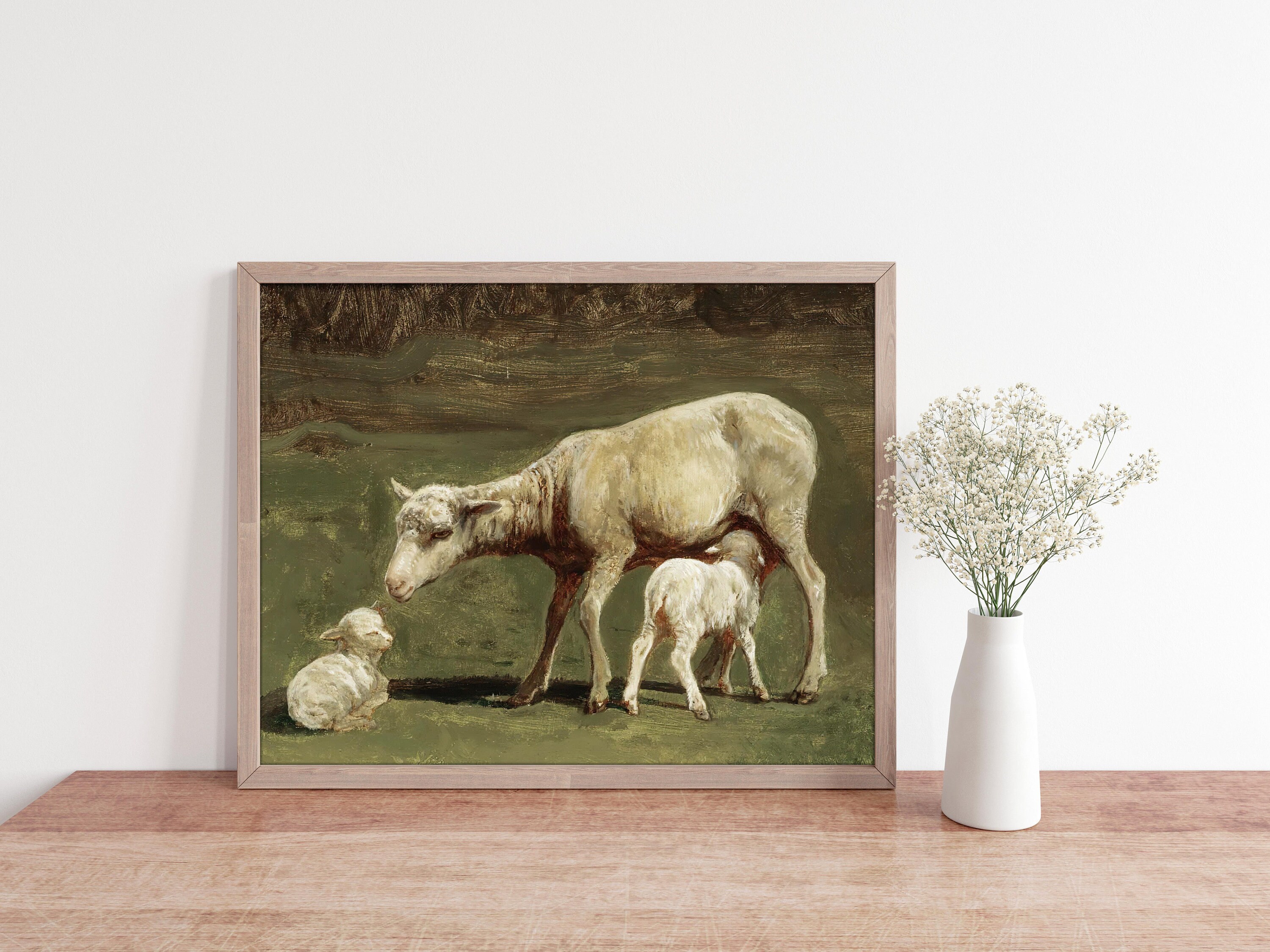 Spring Lamb Painting / Sheep Painting PRINTABLE / Farmhouse Nursery ...