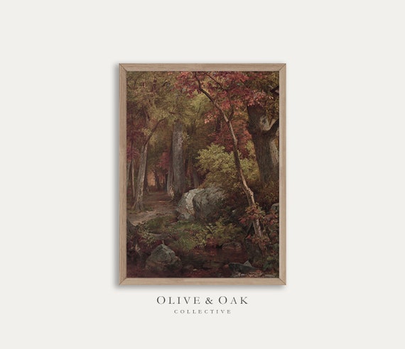 Autumn Forest Landscape Vintage Print / Fall Rustic Forest - Etsy